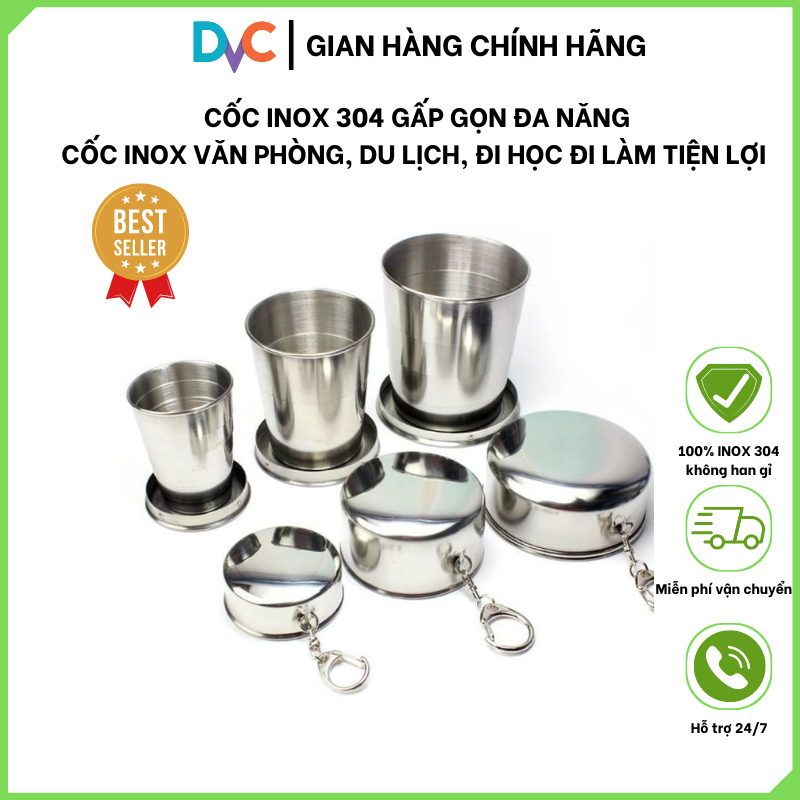 Cốc inox gấp gọn đa năng, dễ dàng bỏ túi mang theo sử dụng khi đi học ...