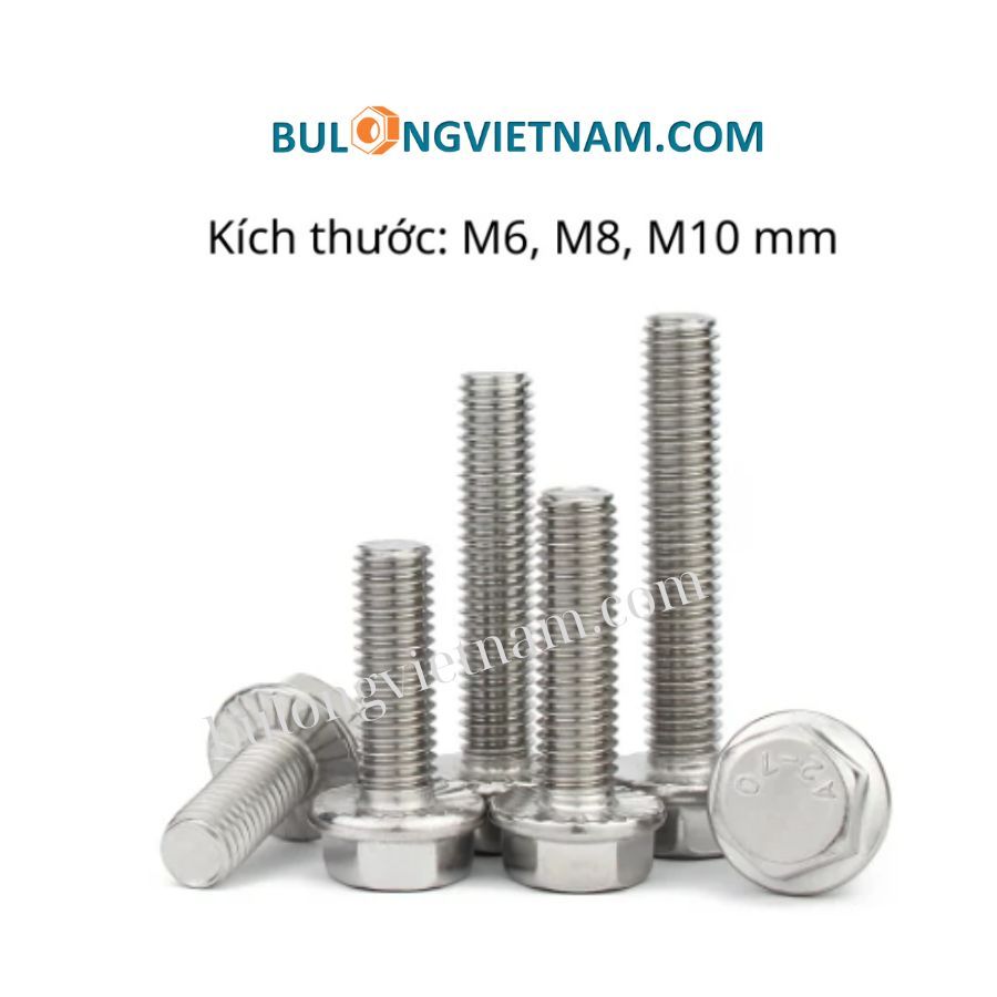 Sét 50 con Bu lông inox 304 M6, M8, M10, bulong lục giác inox 304, chiều dài 20, 25, 30, 40mm ...