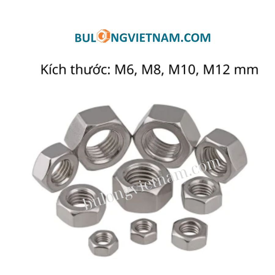 Set 50 Con Đai ốc Inox 304 M6, M8, M10, M12, đai ốc lục giác Inox, ê cu Inox 304 | Shopee Việt Nam