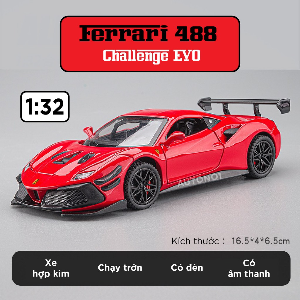 Mô hình xe Ferrari 488 Challenge EVO 2020 tỉ lệ 1:32 Jiaye model OT609 ...