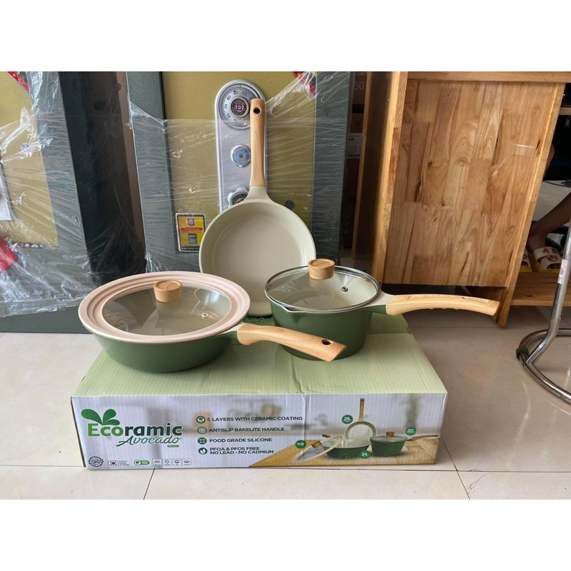 Bộ Quánh Chảo 3 món Đáy Từ AVOCADO ECORAMIC | Shopee Việt Nam