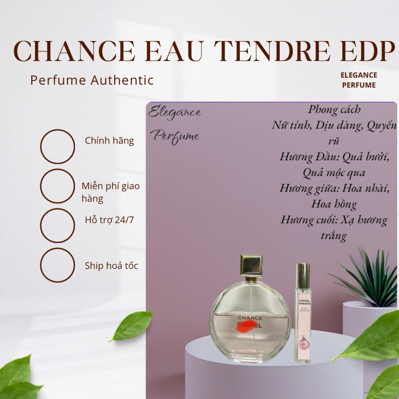 [Mẫu thử] Nước hoa nữ chính hãng Chan€el eau Tendre EDP, nước hoa chiết ELEGANCE PERFUME ...