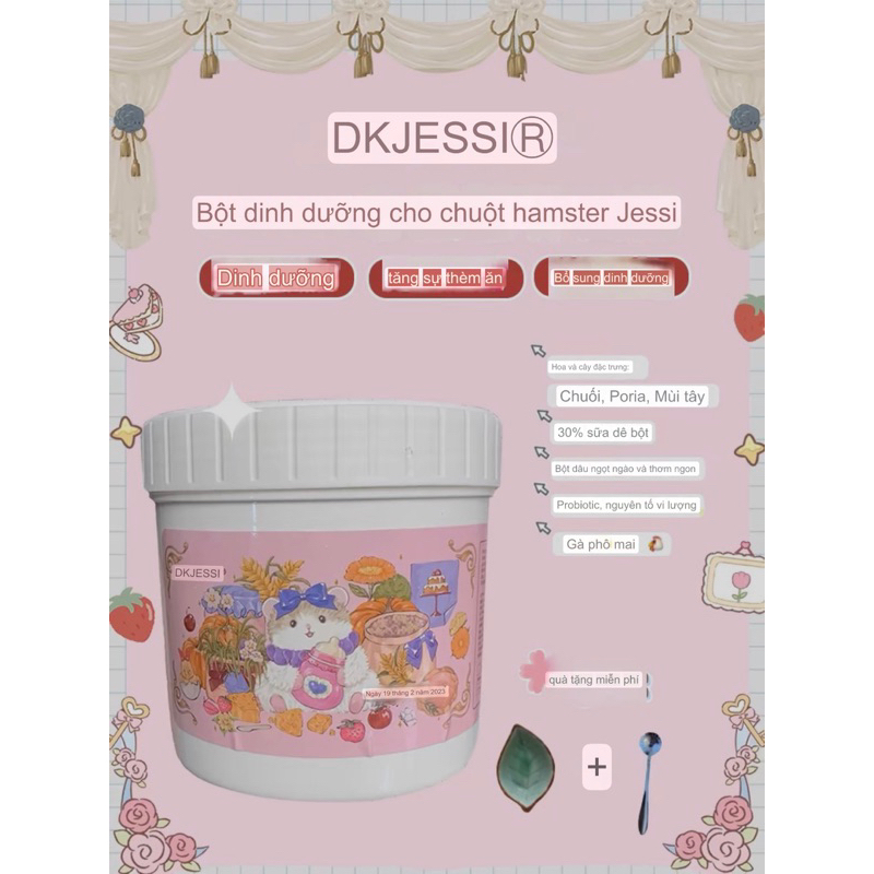 Bột dinh dưỡng DK JESSI vị dâu, chuối, phomai kích thích thèm ăn cho Hamster | Shopee Việt Nam