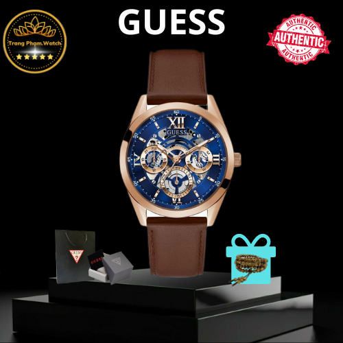 Đồng hồ nam dây da GUESS GW0389G3,size:42m,mặt tròn 6 kim,máy pin ...