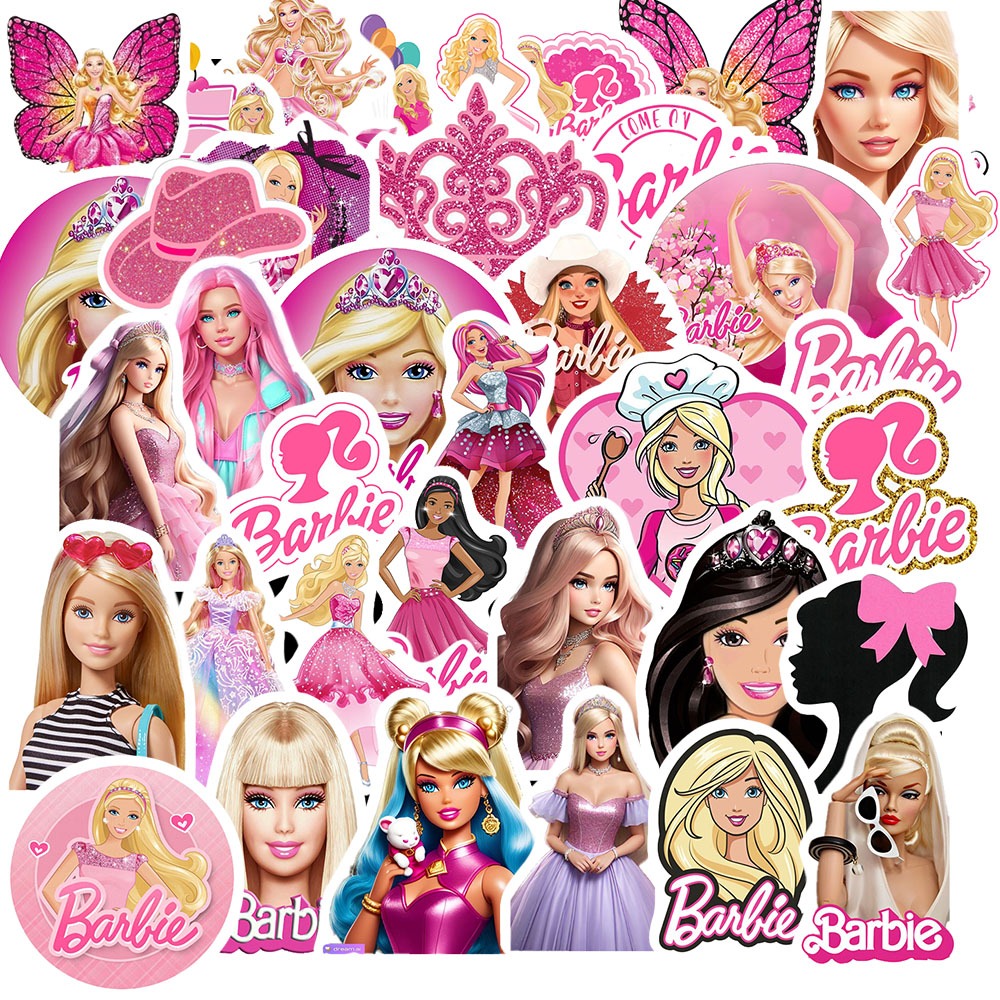 Set 50 Sticker Hình BÚP BÊ BARBIE – Decal Trang Trí Xe - Laptop - Nón ...