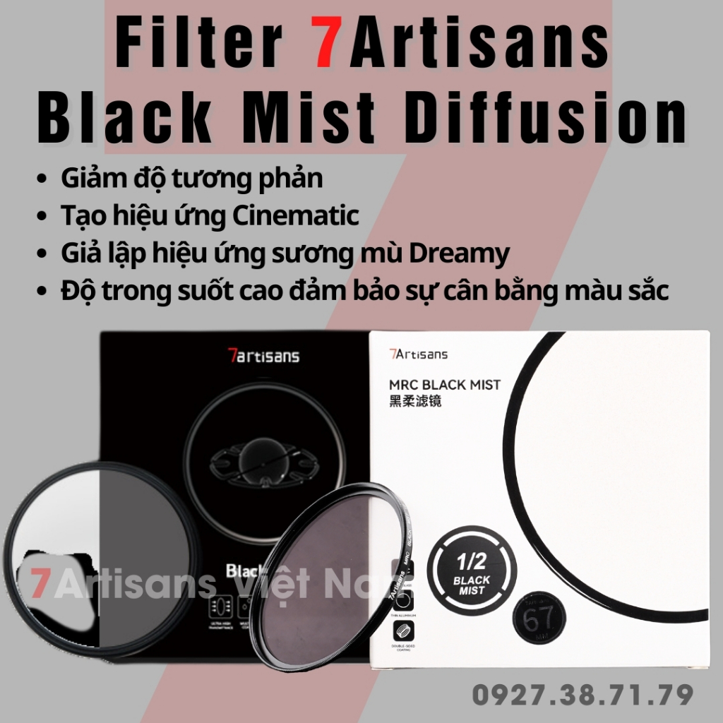Filter Black Mist Diffusion 1/2 1/4 1/8 đầy đủ kích cỡ từ 39mm đến 82mm ...