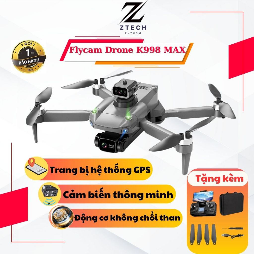 Máy bay điều khiển từ xa, Flycam K998 Pro Max GPS tự bay về cảm biến ...