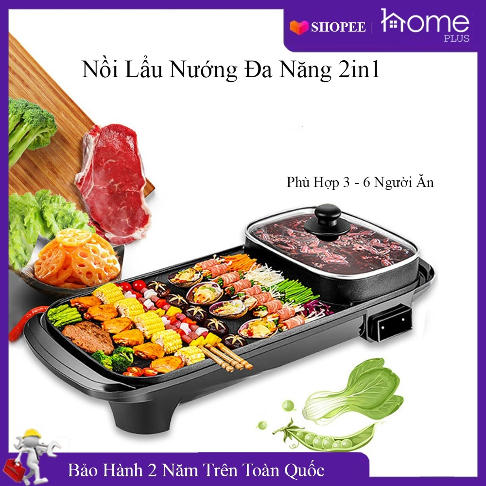 Nồi lẩu nướng dài đa năng 2 in 1 chính hãng, bếp nướng điện và lẩu ...