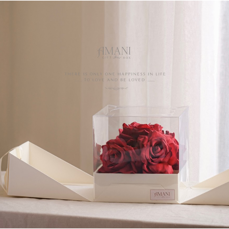 Box Vuông Mở Nắp Hoa Lụa Cao Cấp Amani Gift Box 01 | Shopee Việt Nam