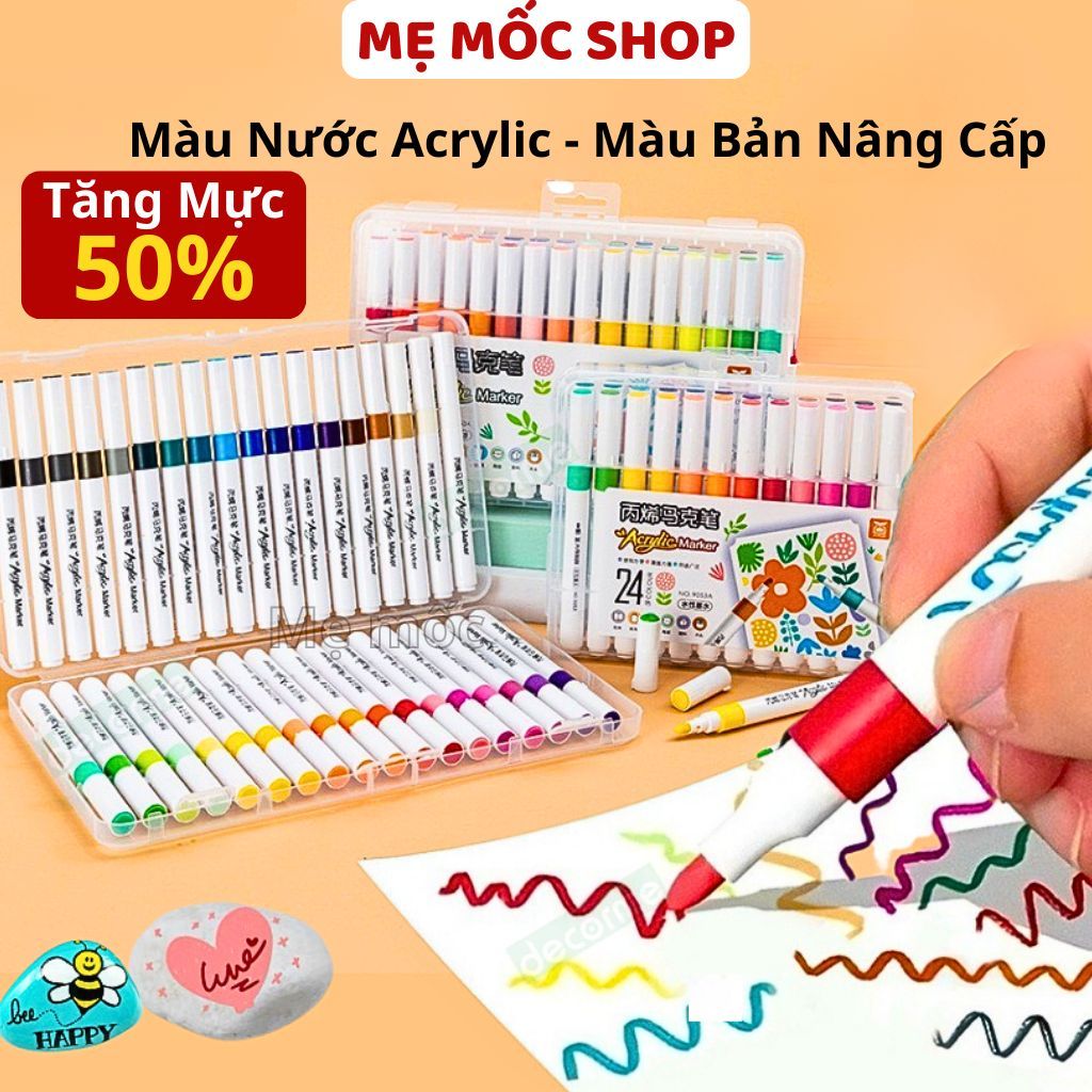 Bút Màu Acrylic Marker Cao Cấp 12/24/36/48 Bộ Bút Lông Màu Acrylic Nước ...