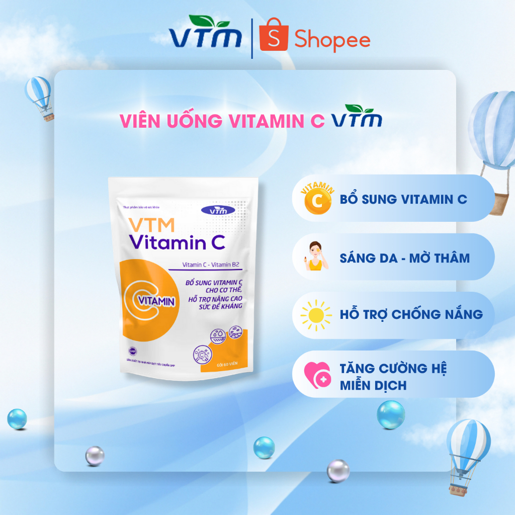 Viên uống VTM bổ sung Vitamin C gói 60 viên | Shopee Việt Nam