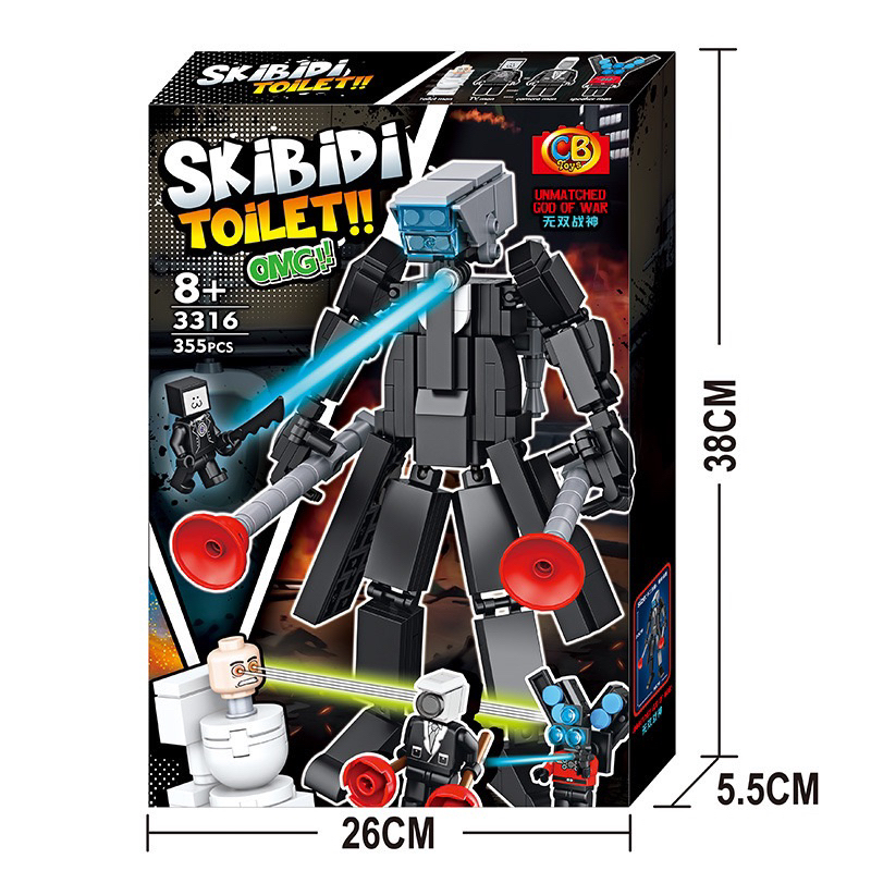 Skibidi toilet, 355 pcs, God of war vs skibidi toilet, mã 3316, 5 nhân ...