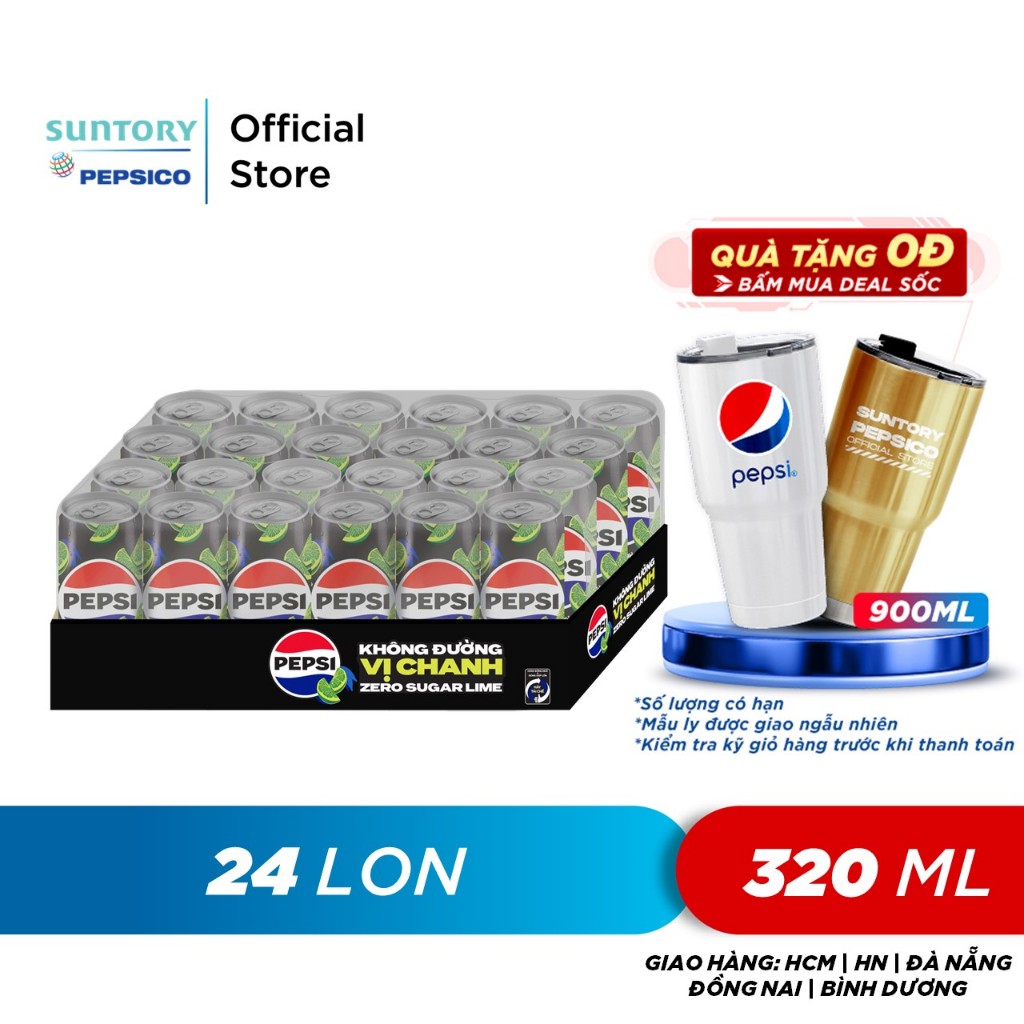 Thùng 24 Lon Nước Uống Có Gaz Pepsi Vị Chanh Không Calo (320ml/lon) | Shopee Việt Nam