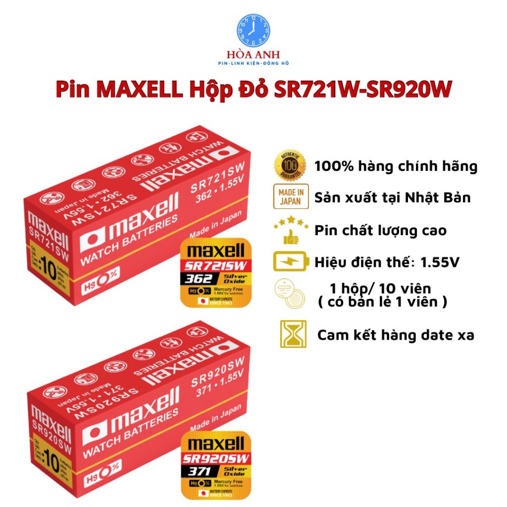 Pin MAXELL chính hãng SR721SW - SR920SW hộp đỏ (vỉ 5 viên) 1.5V 10 viên ...