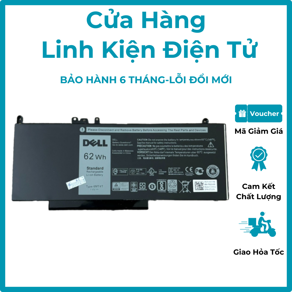 Pin Laptop Dell Latitude E5270 E5470 E5570 Precision 15 3510 6MT4T 62Wh ...
