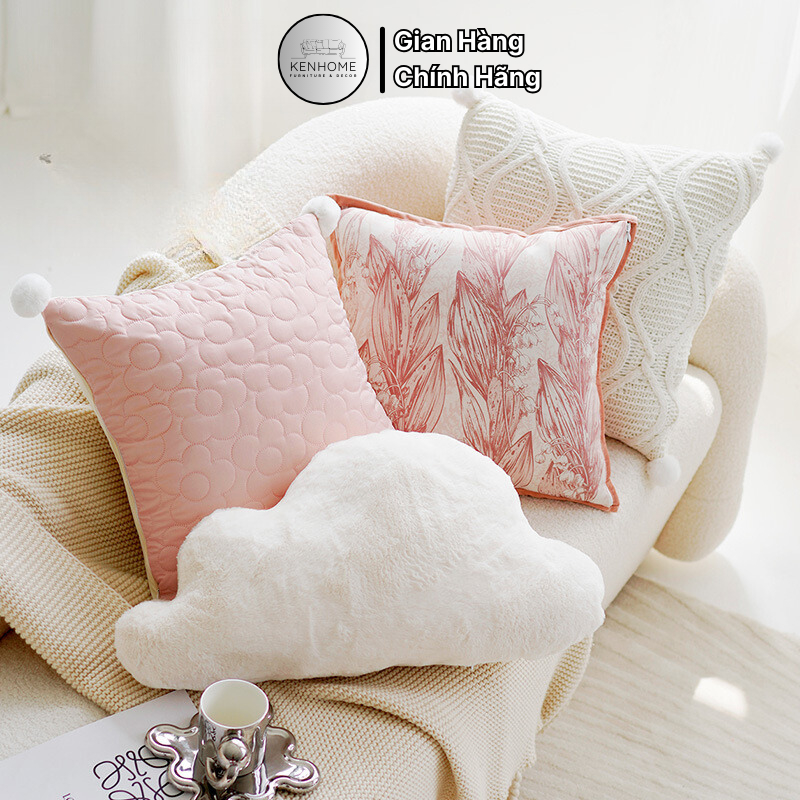 Gối Sofa Tông Hồng Hình Mây, Gối Trang Trí Cao Cấp Dành Cho Sofa Phòng ...