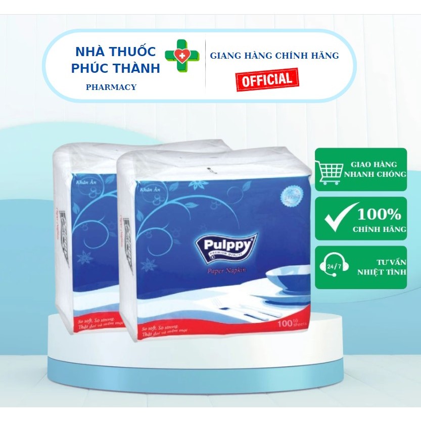 KHĂN GIẤY VUÔNG PULPPY GÓI/100TỜ( CỠ LỚN 330mm x 330mm) | Shopee Việt Nam