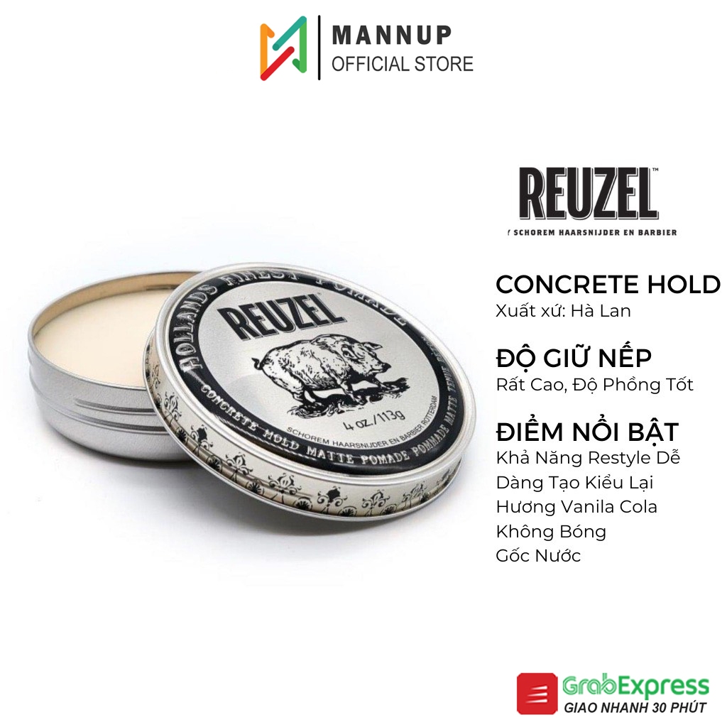 Sáp Vuốt Tóc Reuzel Concrete Hold Matte Pomade 35g/113g | Shopee Việt Nam