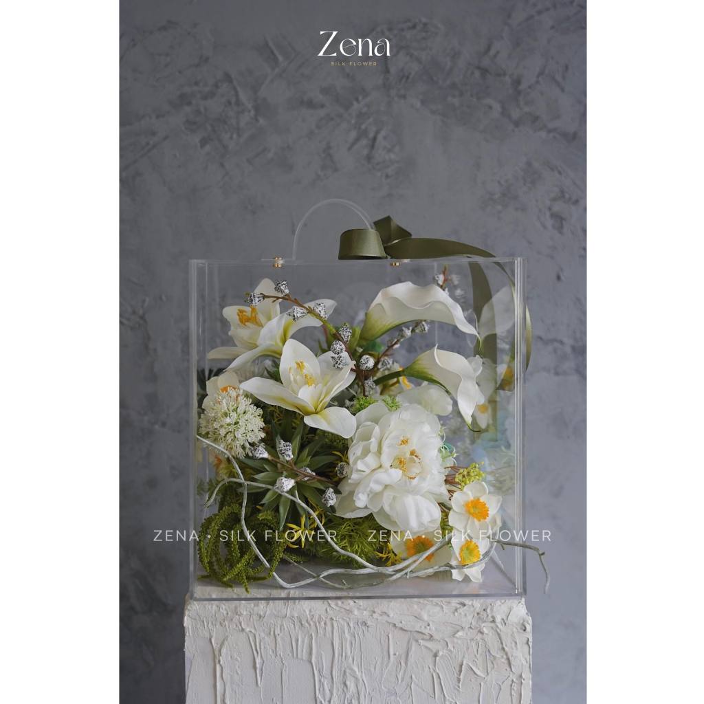 Hộp hoa Mica thiết kế BH25 Zena Flower dùng để decor trang trí nội thất ...
