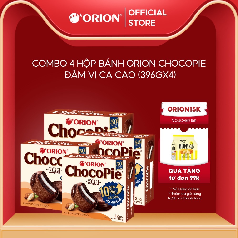 Combo 4 Hộp Bánh Orion ChocoPie ĐẬM Vị Ca Cao (396g x 4) | Shopee Việt Nam