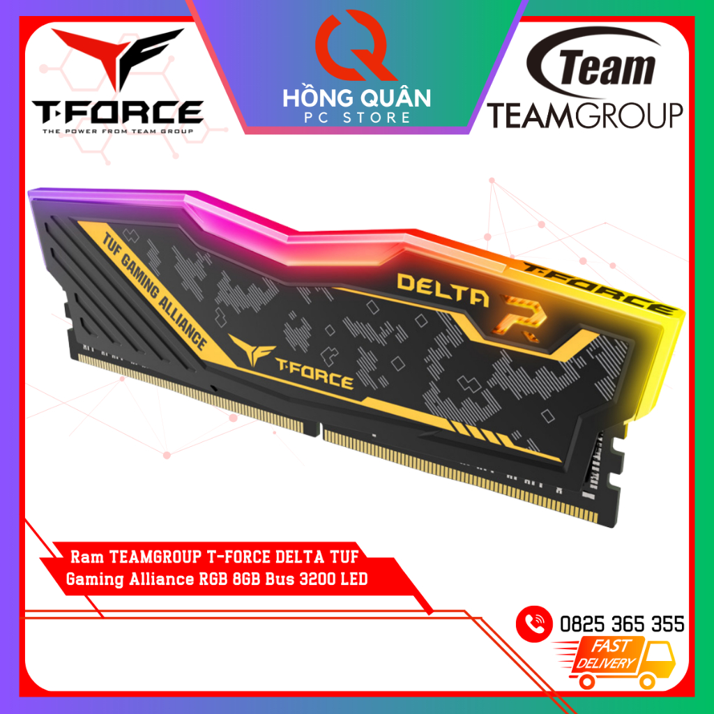 Ram TEAMGROUP T-FORCE DELTA TUF Gaming Alliance RGB 8GB DDR4 3200MHz ...