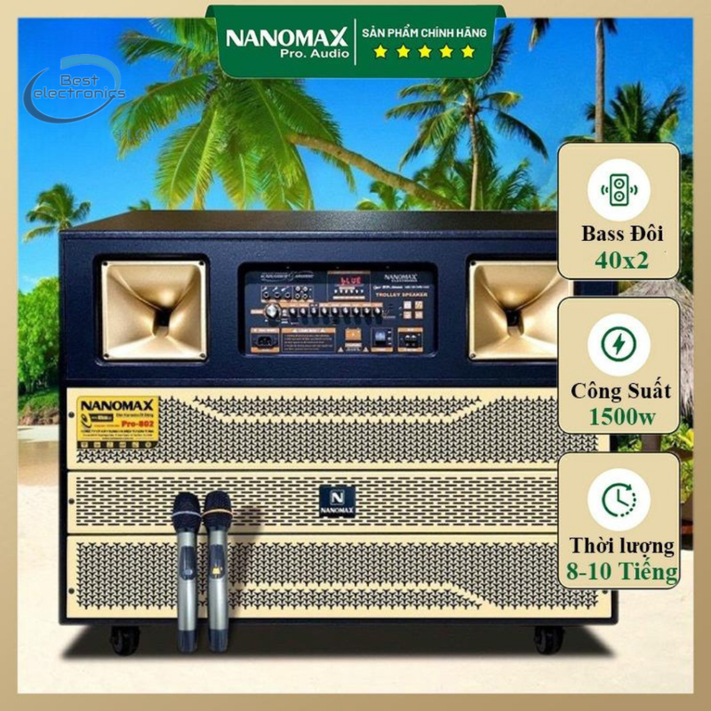 Loa Kéo Karaoke 4 Tấc Đôi Nanomax Pro 802 Công Suất 1500w - Tặng 2 Mic ...