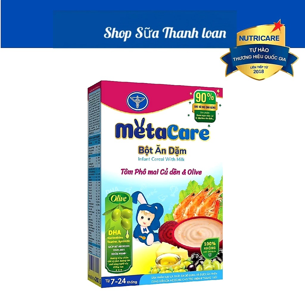 [HSD T3-2027] Bột Ăn Dặm Nutricare Metacare Tôm Phô Mai Củ Dền & Olive 200g. | Shopee Việt Nam