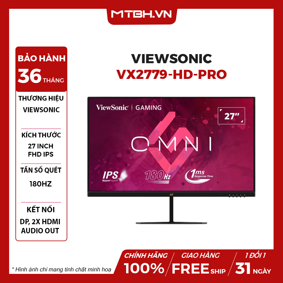 Màn Hình LCD Viewsonic Vx2779-Hd-Pro 27'' Fhd Ips 180Hz 1Ms Hdr10 Chuyên Game | Shopee Việt Nam
