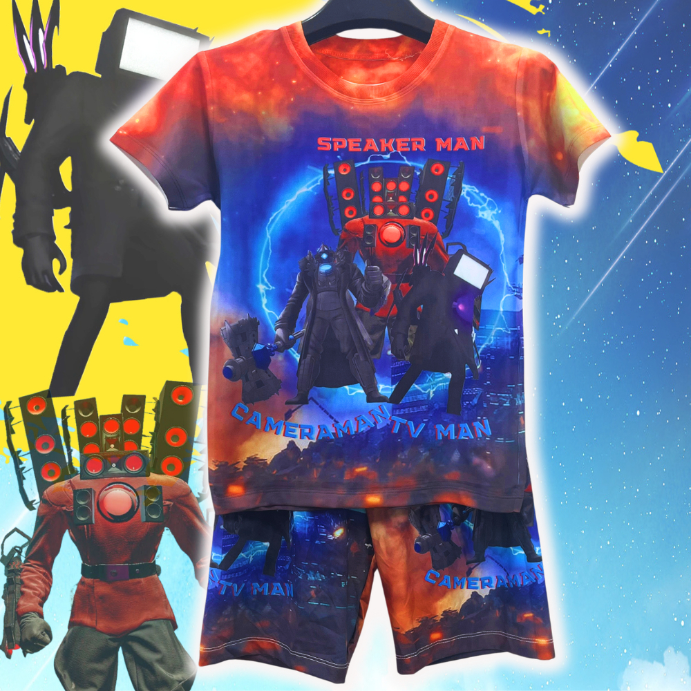 Bộ thun lạnh Cổ Tròn Titan Tivi man, Skibidi Toilet, Skibidi Man bé ...