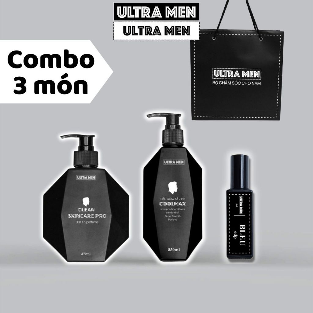 Bộ Quà tặng nam Ultra Men Sữa tắm + dầu gội + 6ml nước hoa | Shopee ...