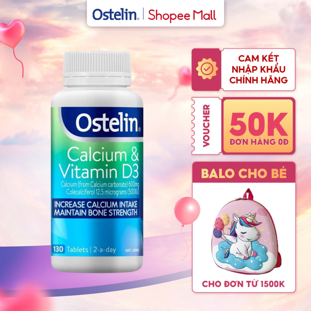 Viên uống bổ sung Canxi và Vitamin D3 cho mẹ bầu Ostelin Calcium & Vitamin D3 130 viên Úc ...