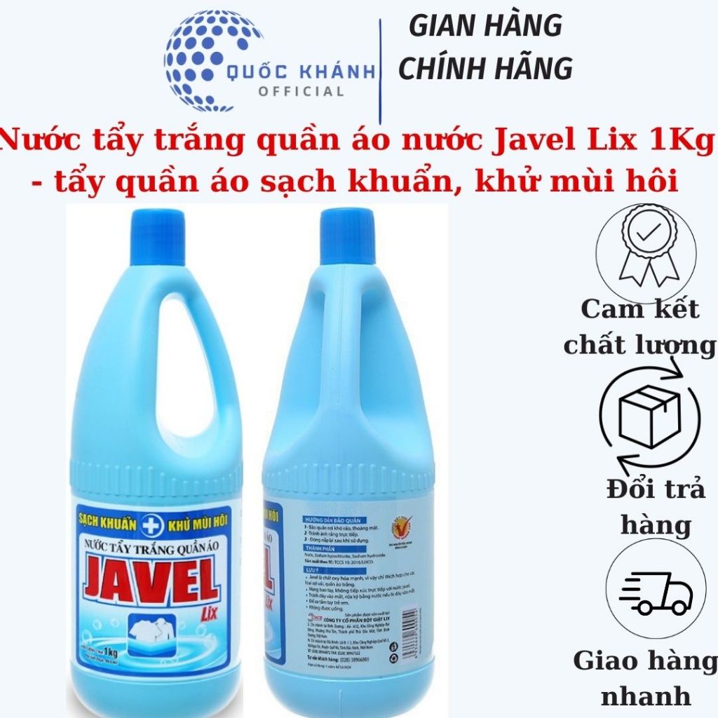 Nước tẩy trắng quần áo nước Javel Lix 1Kg - tẩy quần áo sạch khuẩn, khử ...