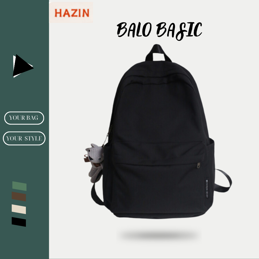 Balo trơn basic đi học HAZIN chống thấm nước đựng vừa laptop 16 inch ...