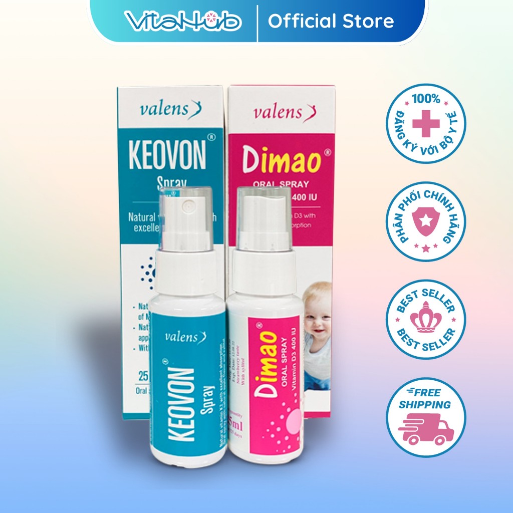 Combo D3 K2 hỗ trợ tăng chiều cao Dimao Vitamin D3 và Kevon Vitamin K2 25ml | Shopee Việt Nam