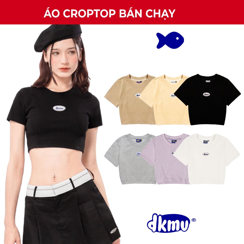 Áo croptop nữ tay ngắn ôm body DKMV màu trắng, kem, đen Hebe Croptop | K08-T9 | Shopee Việt Nam