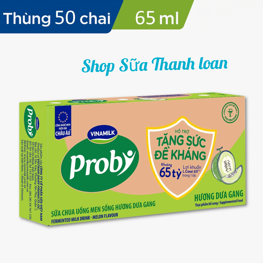 THÙNG 50 CHAI SỮA CHUA UỐNG PROBI DƯA GANG - LỐC 5 CHAI 65ML | Shopee ...