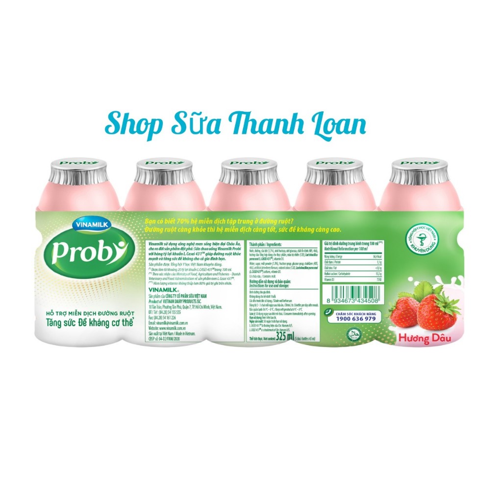 SỮA CHUA UỐNG PROBI DÂU - LỐC 5 CHAI 65ML | Shopee Việt Nam