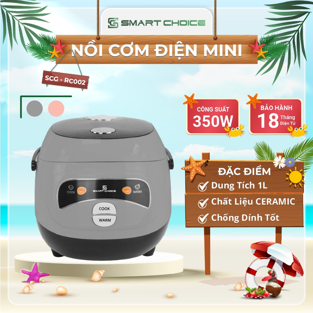 Nồi Cơm Điện SMARTCHOICE SCG-RC002 Nồi cơm điện mini 1L 350W Chống Dính ...