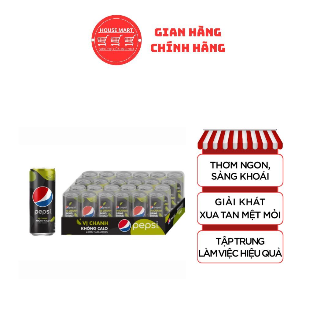 Thùng 24 Lon Nước Uống Có Ga Pepsi Vị Chanh Không Calo (320ml/lon) | Shopee Việt Nam