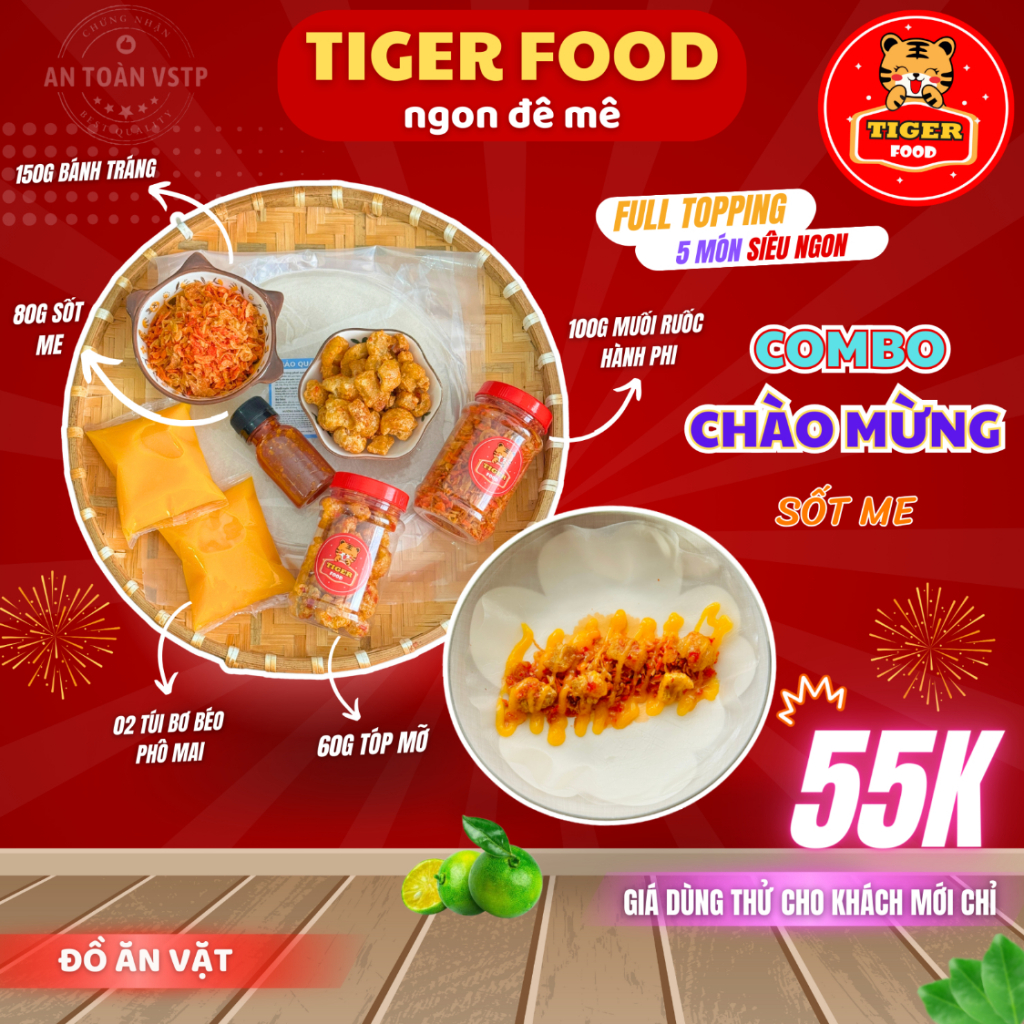 Bánh tráng phơi sương TIGER FOOD - COMBO Bánh Tráng + Muối tôm hành phi ...
