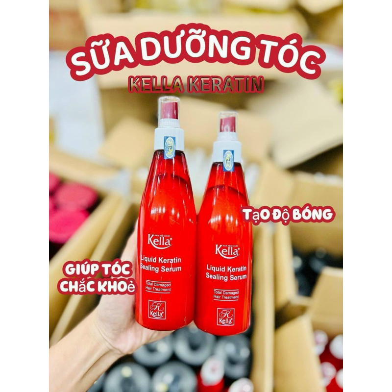 Xịt Dưỡng Tóc Kella Keratin phục hồi tóc hư tổn 250ml_XỊT KELLA ĐỎ ...