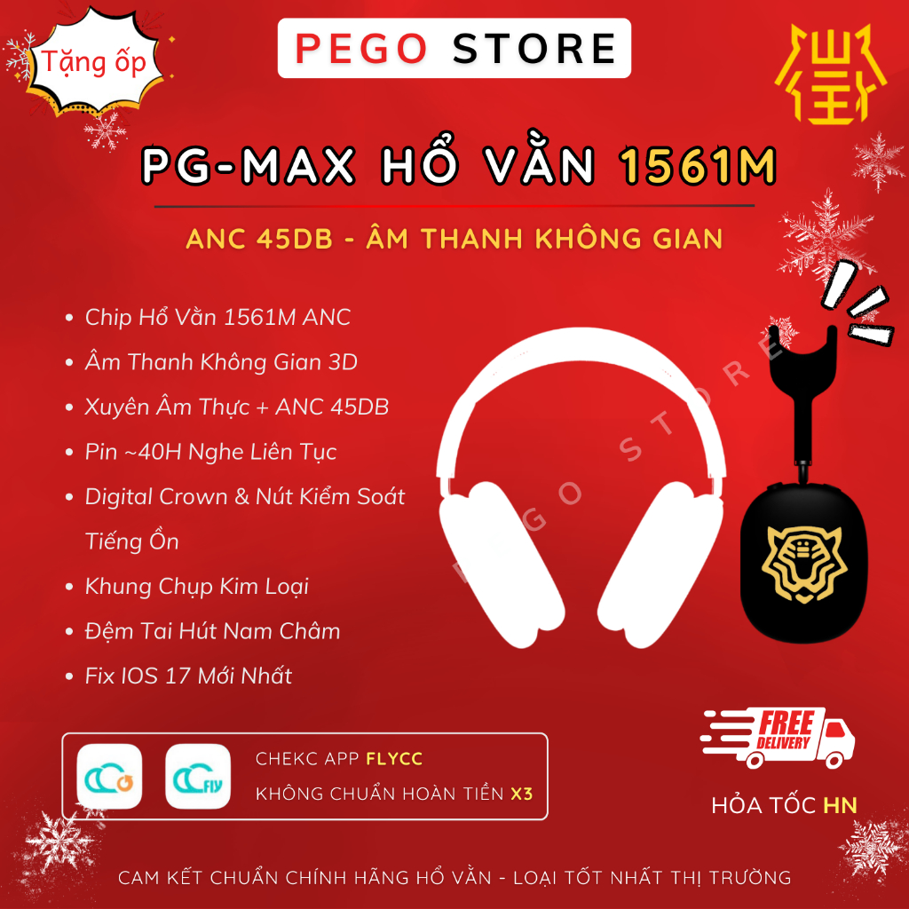 [ PG-MAX ] Tai Nghe Hổ Vằn 1561M, Tai Nghe Chụp Tai Bluetooth PG-MAX Âm Thanh Vòm 3D - Chống Ồn ...