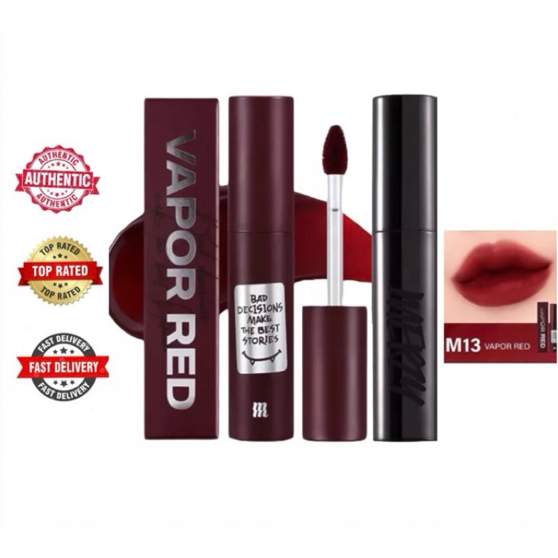 [#M13 VỎ ĐEN-ĐỎ] SON MERZY MELLOW TINT #M13 VAPOR RED | Shopee Việt Nam