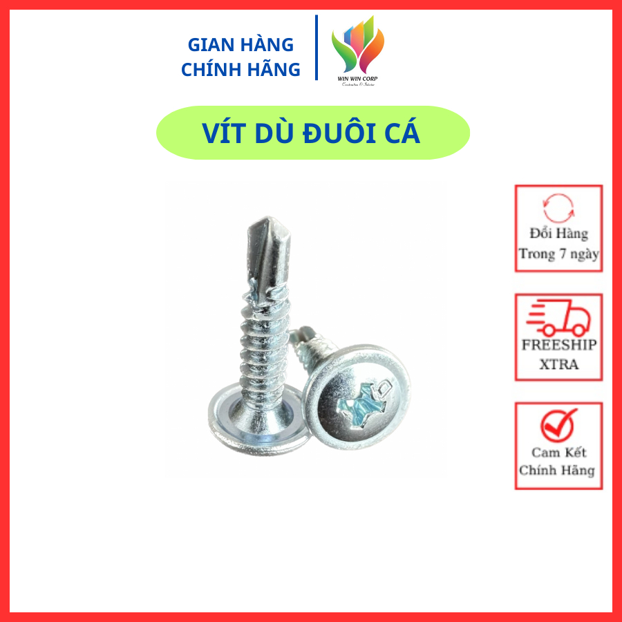 Bịch 1kg Vít dù đuôi cá DRiCONS 1F3, 1F6, 1F9, 2F5, 3F, 4F, 5F, Vít tự khoan bắn vào sắt (Chữ D ...