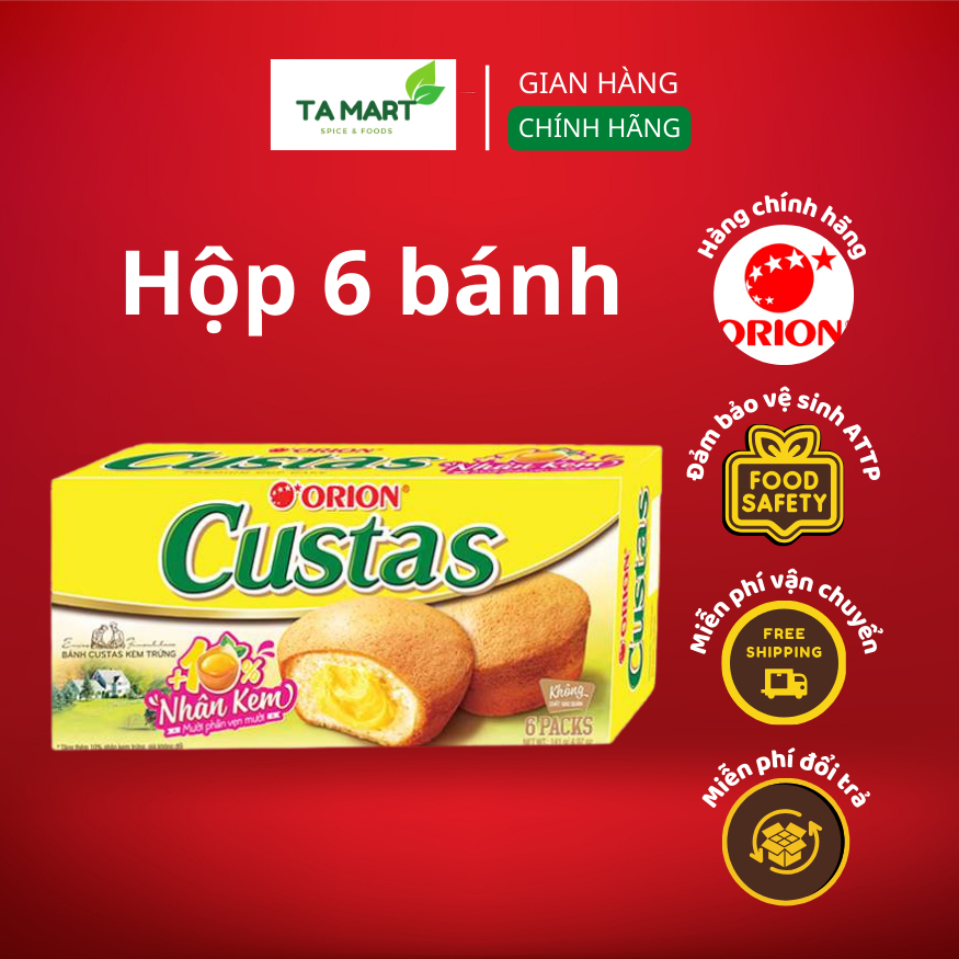 Bánh kem trứng Custas hộp 141g (6 cái) | Shopee Việt Nam