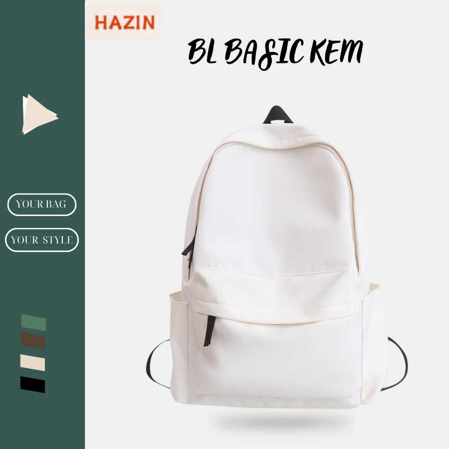 Balo trơn basic đi học HAZIN chống thấm nước đựng vừa laptop 16 inch ...