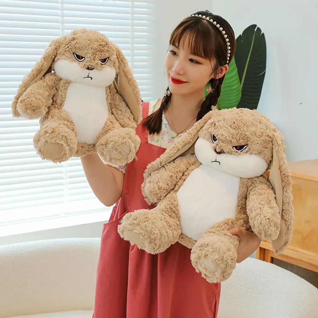 ANVIHOME Gối ôm Gấu bông thỏ hung hăng giận dữ, thỏ diudiu mặt quạo ...