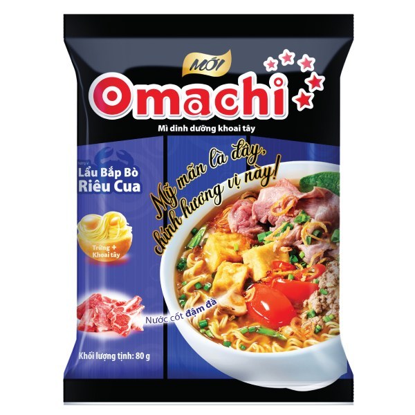 [HỎA TỐC] Mì Omachi Lẩu Bắp Bò Riêu Cua Gói 80G mì omachi bịch màu tím ...