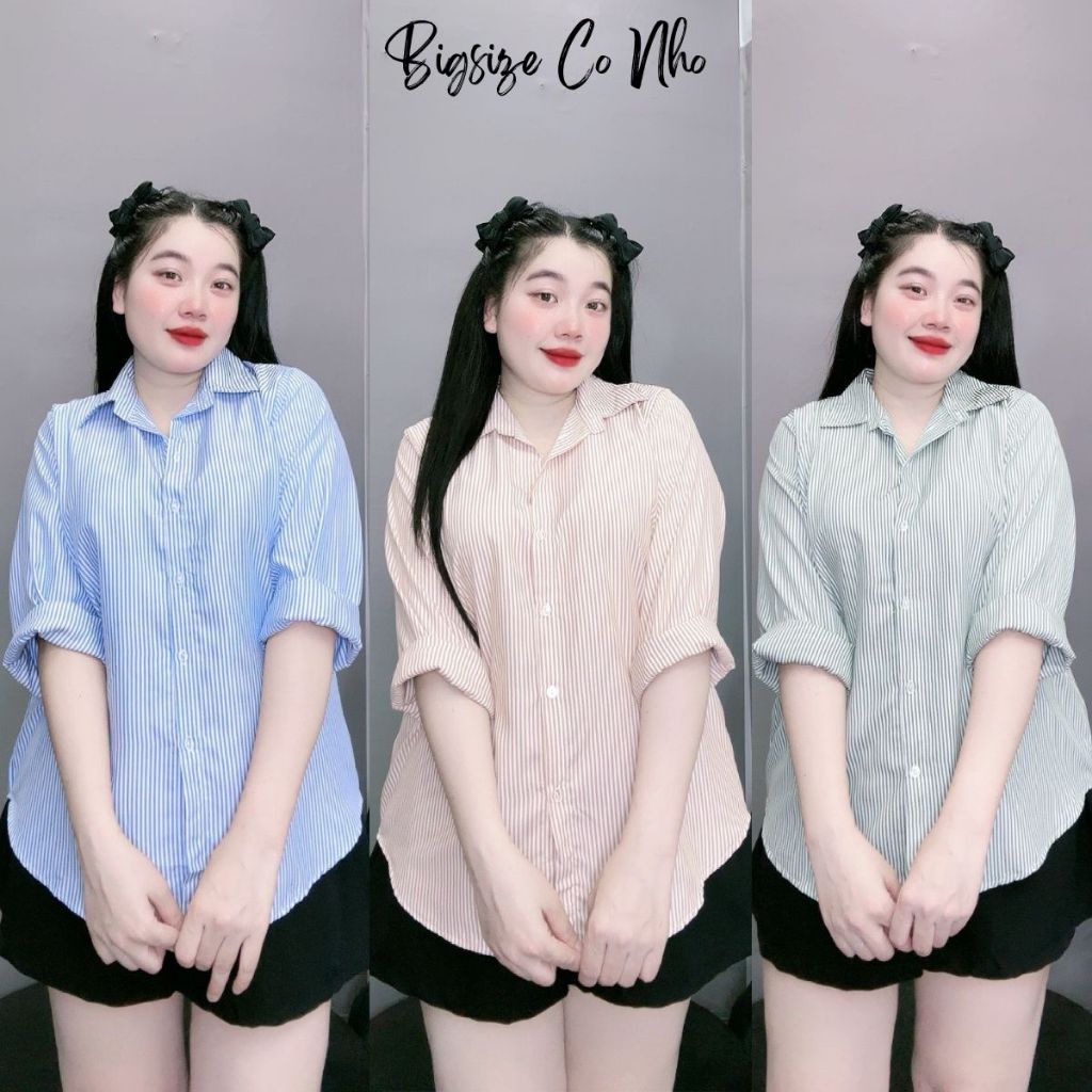 Áo sơ mi bigsize nữ kẻ sọc tay dài đuôi tôm basic chất vải lụa mềm mịn ...