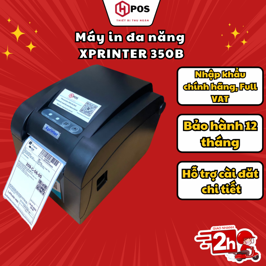 Máy in tem nhiệt. mã vạch, in đơn hàng sàn TMĐT XPRINTER XP-350B, KPOS ...